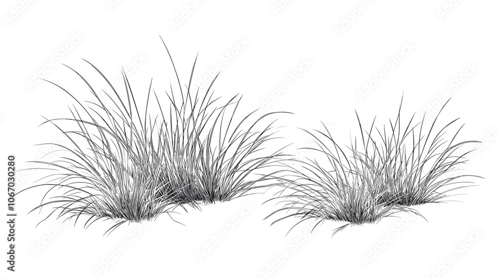 Set of vector grass illustrations on a white background. Architectural ...