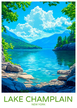 Lake Champlain Travel Poster Free Stock Photo - Public Domain Pictures