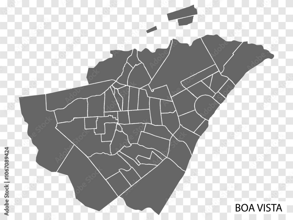 High Quality map of Boa Vista is a city of Brazil, with borders of the ...