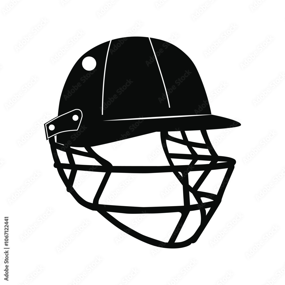 Cricket Helmet Vector Clip Art Outline Silhouette Set. Cricket Sport ...