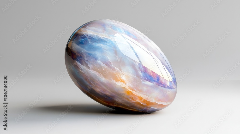 Moonstone isolated on white, soft glow and smooth surface, ideal for ...