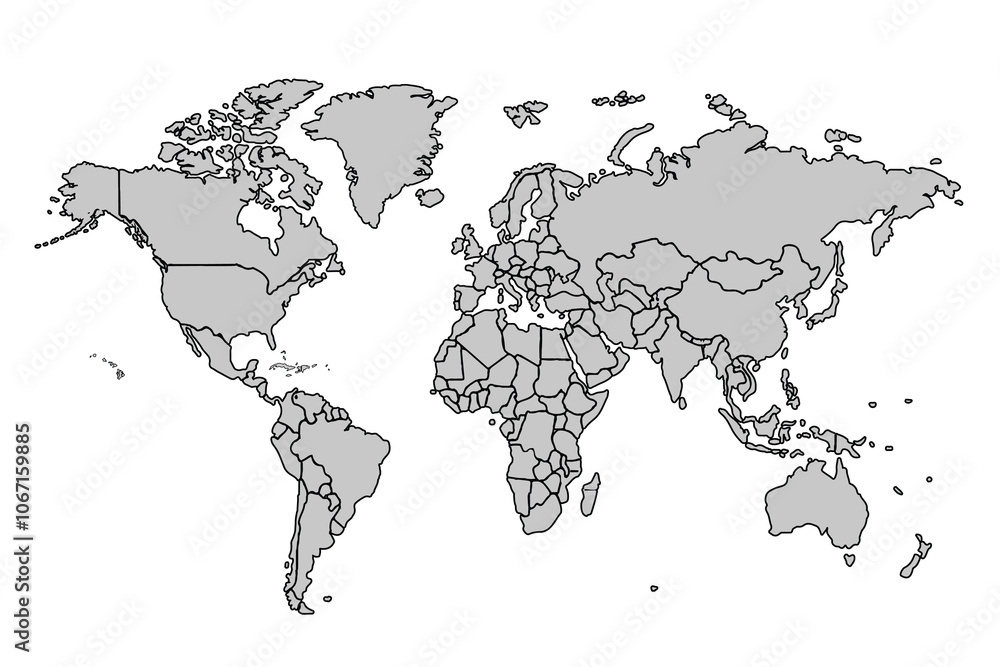 World map Grayscale,isolated on white background for website layouts ...