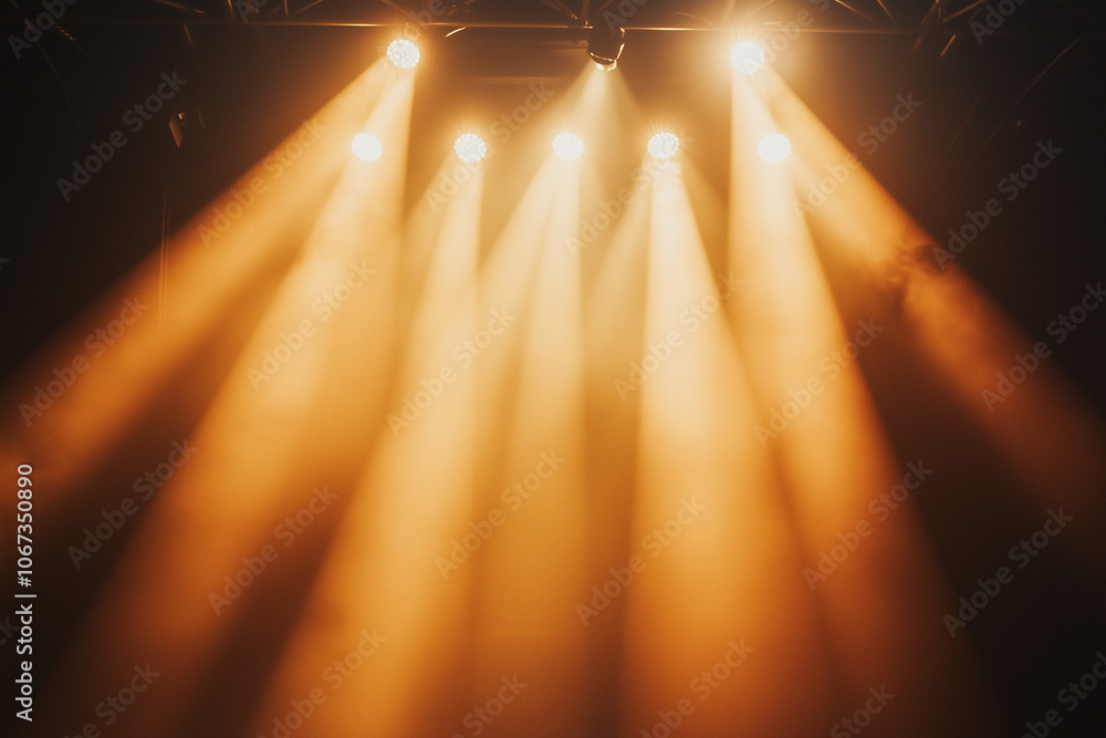 Music festival lighting design on the stage, Lighting and smoke on ...