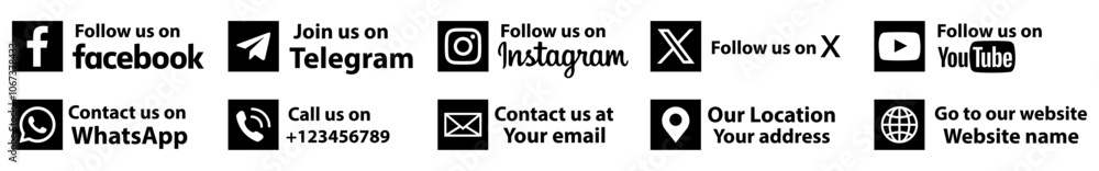 Social Media Icons,Facebook,Instagram,Twitter ,YouTube,Telegram ...