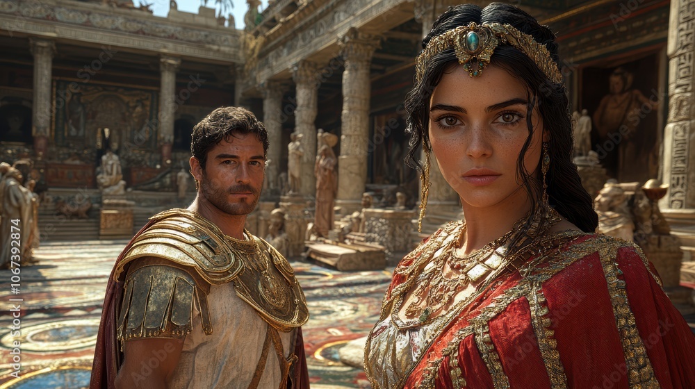 Cleopatra, the Legendary Queen of Egypt, with Ancient Egyptian Symbols ...