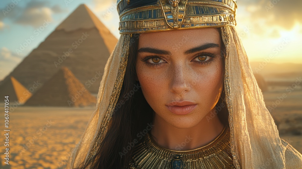 Cleopatra, the Legendary Queen of Egypt, with Ancient Egyptian Symbols ...
