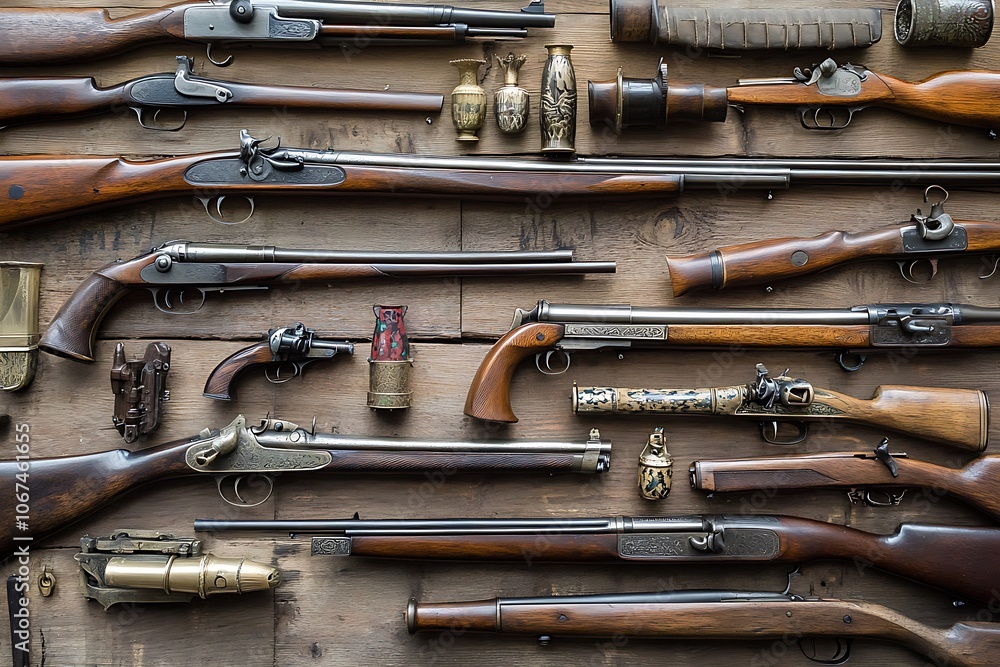 Vintage military elements set with grenade and rocket launchers sniper ...