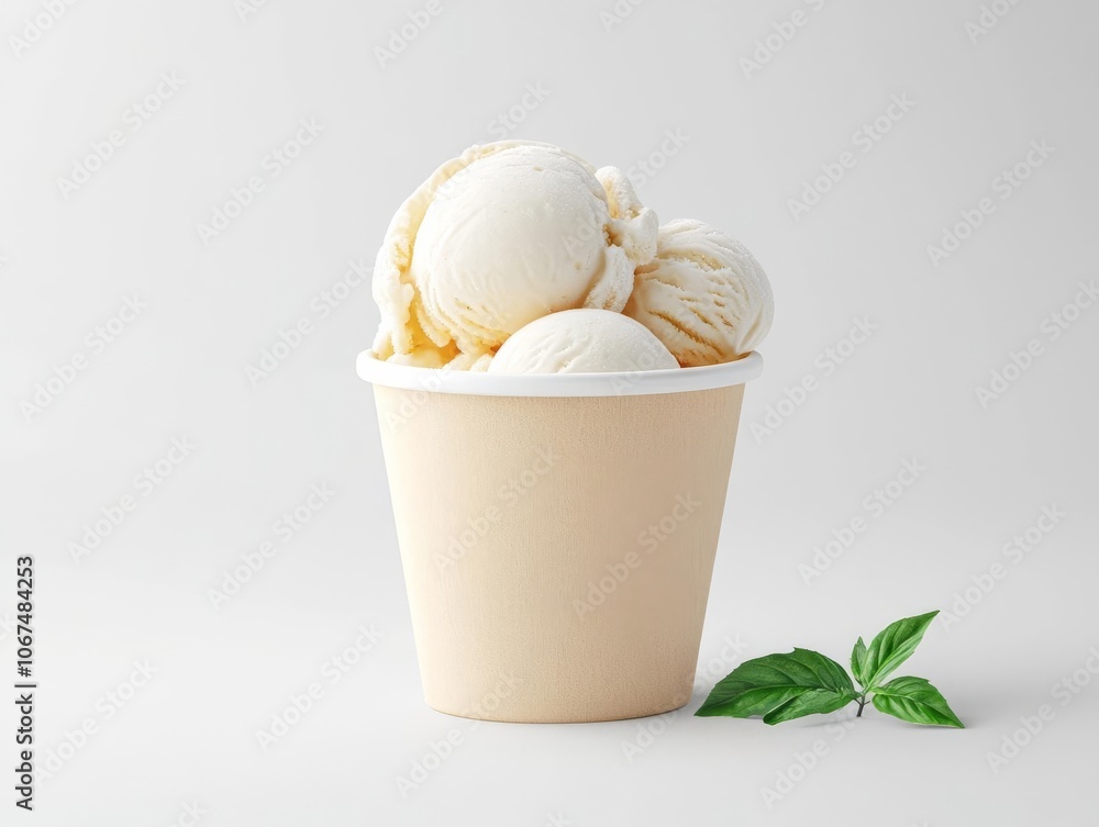 Realistic blank ice cream container, kraft texture, clean background ...
