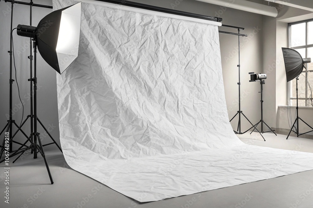 Photography studio, white backdrop, studio lighting, softbox, light ...