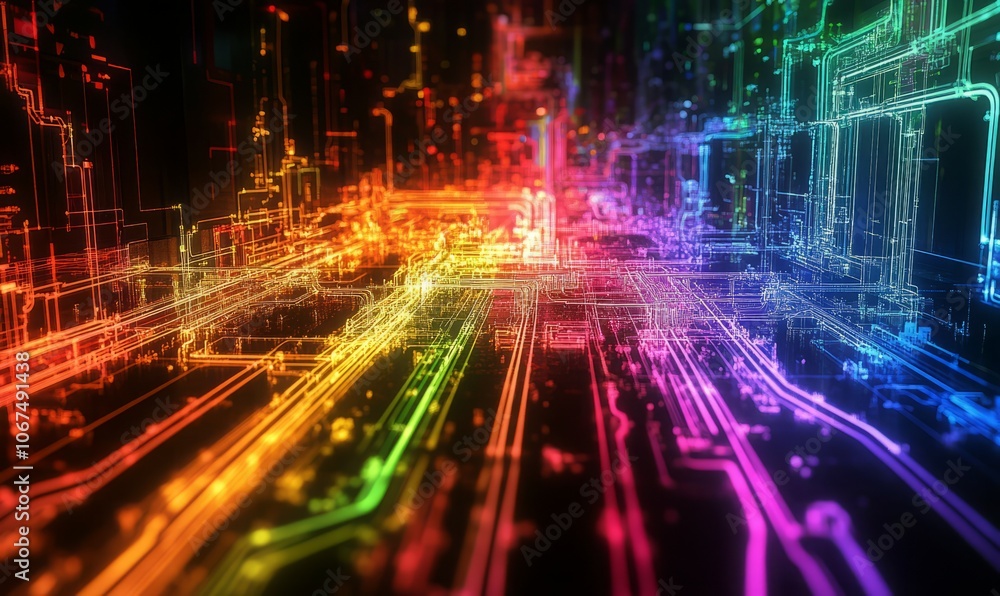 Heatmap of a city's public transit system, with vibrant colors showing ...
