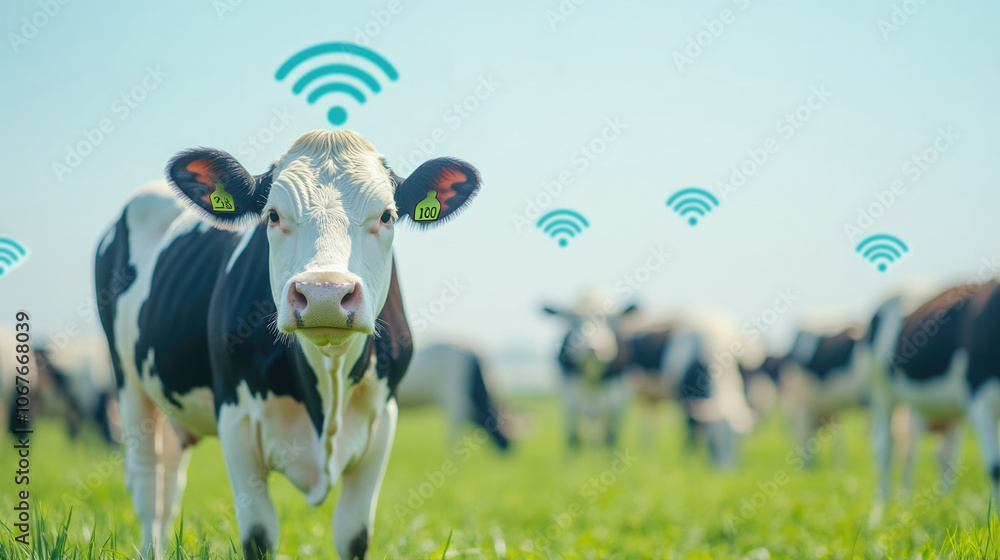 Smart Farming Cows with RealTime Health and Location Tracking Stock ...