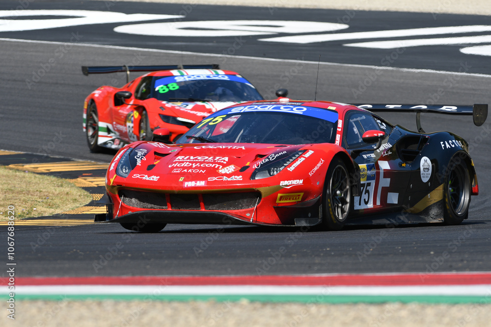 Scarperia, Italy - August 23th 2024: Ferrari 488 GT3 of team DOUBLE TT ...