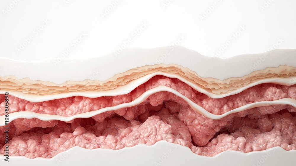 human skin, highlighting layers such as the epidermis, dermis, and ...