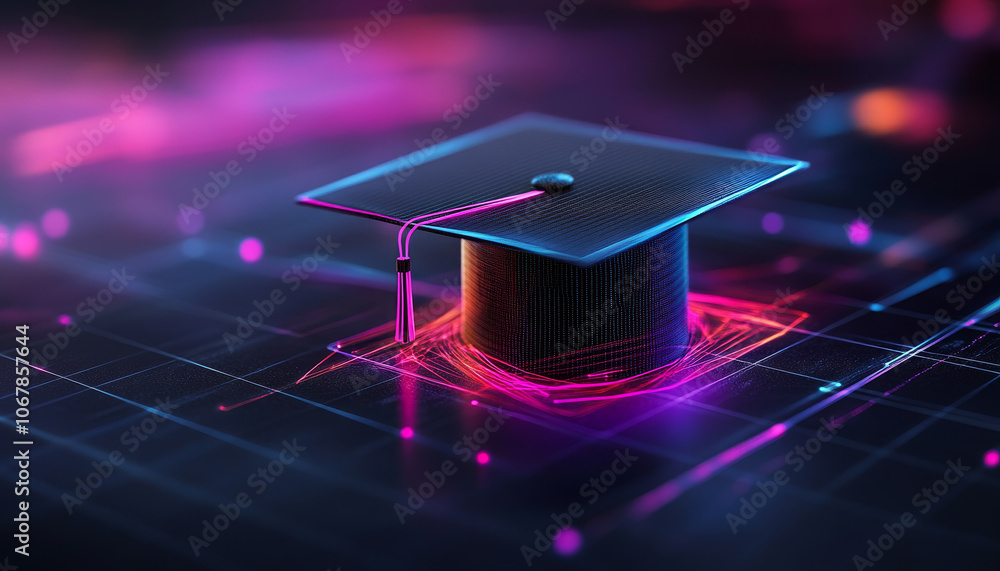 vibrant abstract representation of graduation cap, symbolizing ...