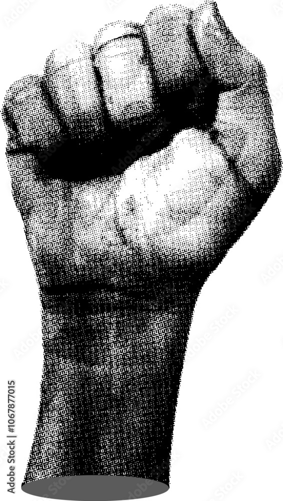 Black and White halftone Fist on transparent background, editable eps ...