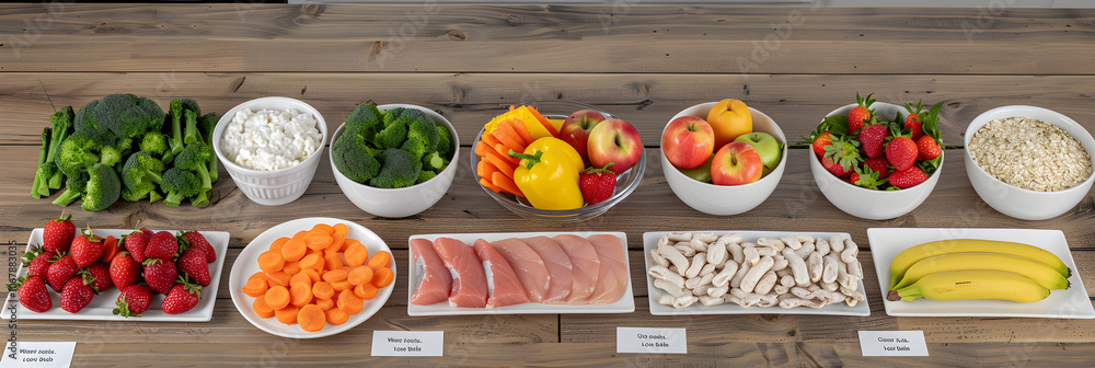 Guide to Healthy Eating: Low-Fat Diet Options and Portion Control Stock ...