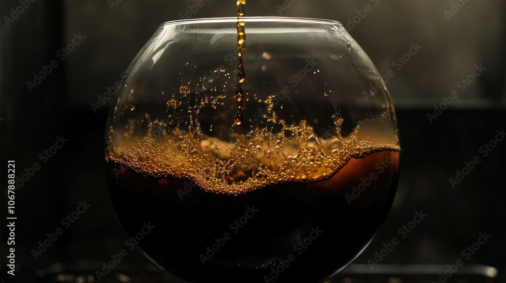 Transparent glass contraption brewing cold brew coffee drop by drop ...