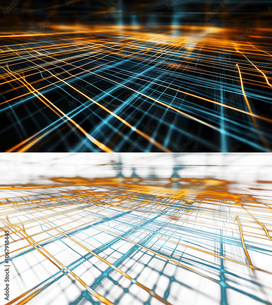 Glowing Grid Lines with Neon Colors on white, black, transparent ...