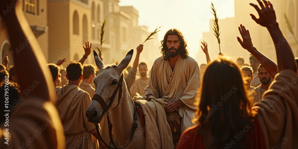 Palm Sunday, Jesus’ Triumphal Entry into Jerusalem, Jesus riding a ...