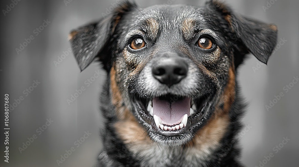 Aggressive dog baring its teeth, warning of rabies prevention and ...