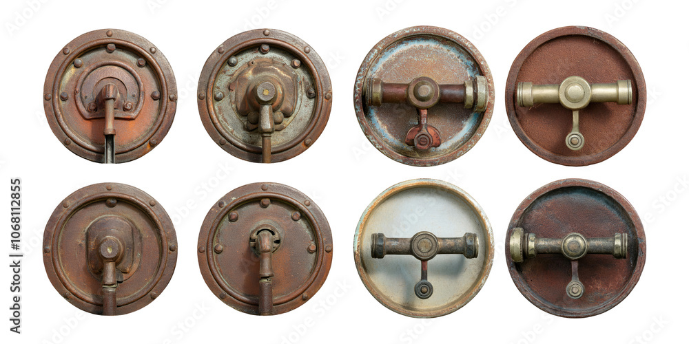 Vintage Industrial Valve Collection on Transparent Background, PNG ...