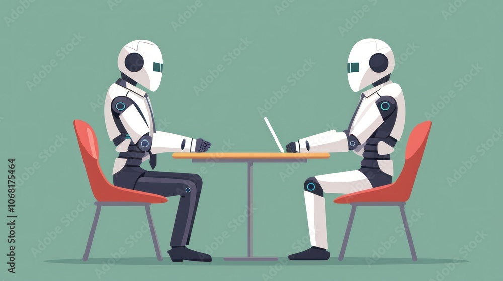 Two Robots Having a Job Interview in Futuristic Office Setting - AI and ...