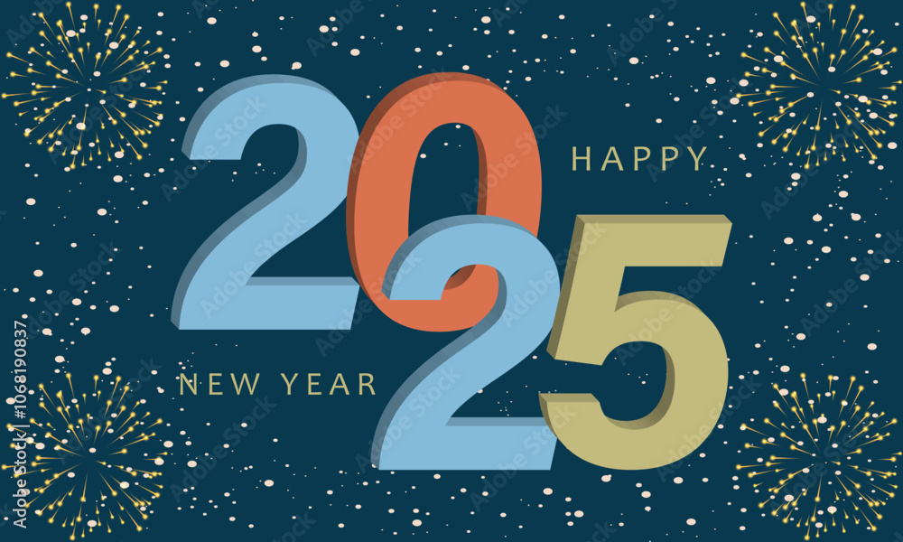 Happy New Year covers 2025. Modern and simple number design with ...