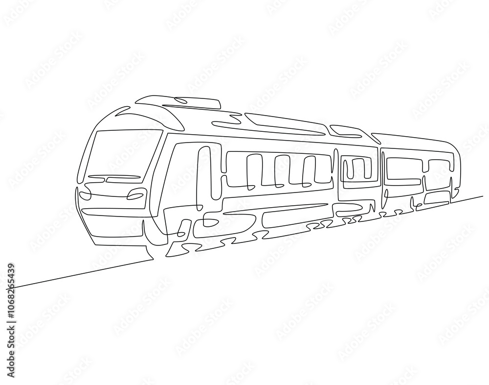 Continuous one line drawing of modern train. One line drawing ...