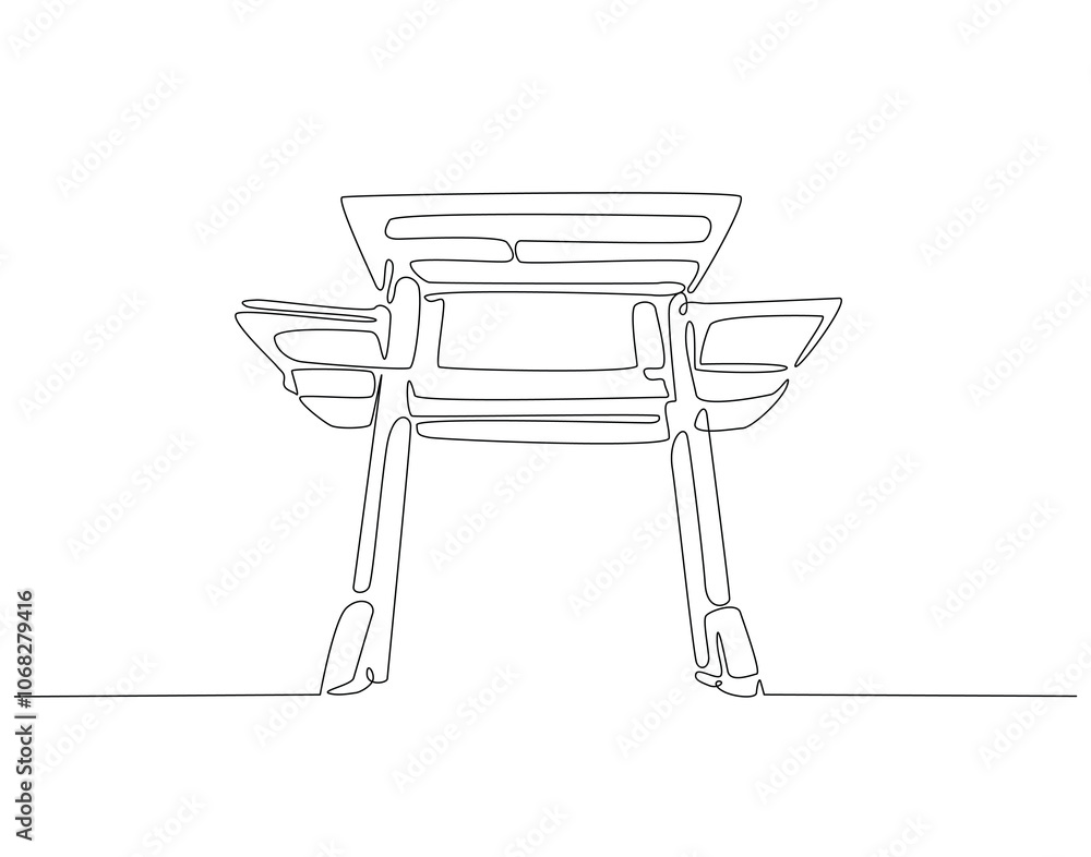 Continuous one line drawing of japan gate. One line drawing ...