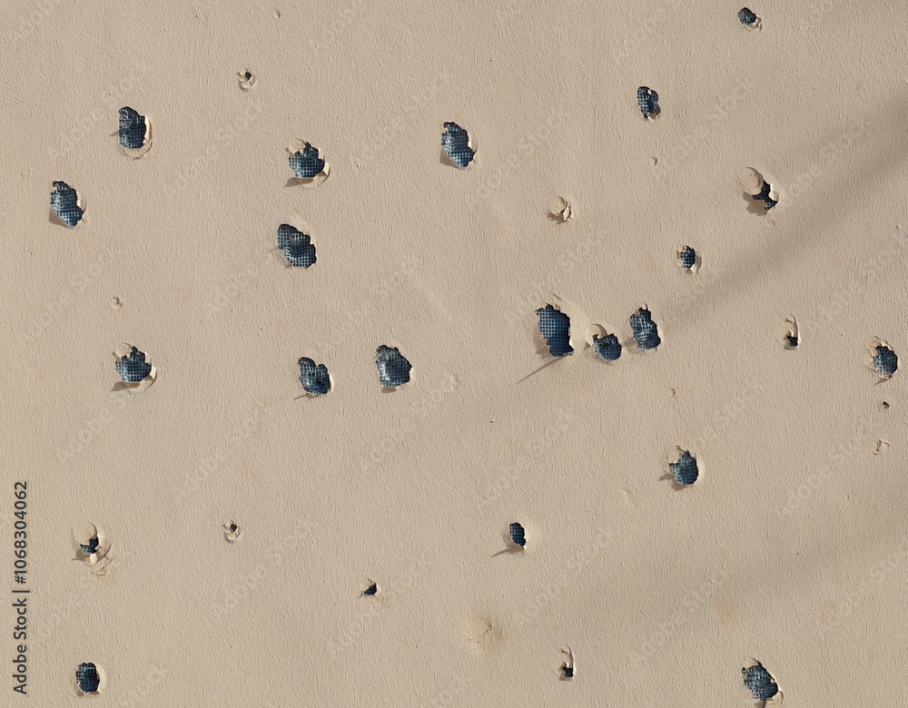 External thermal insulation wall and plaster heavily damaged by a ...