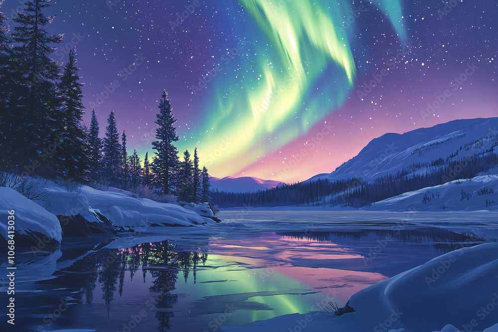 Vivid Northern lights during polar night. Epic scene of dancing aurora ...