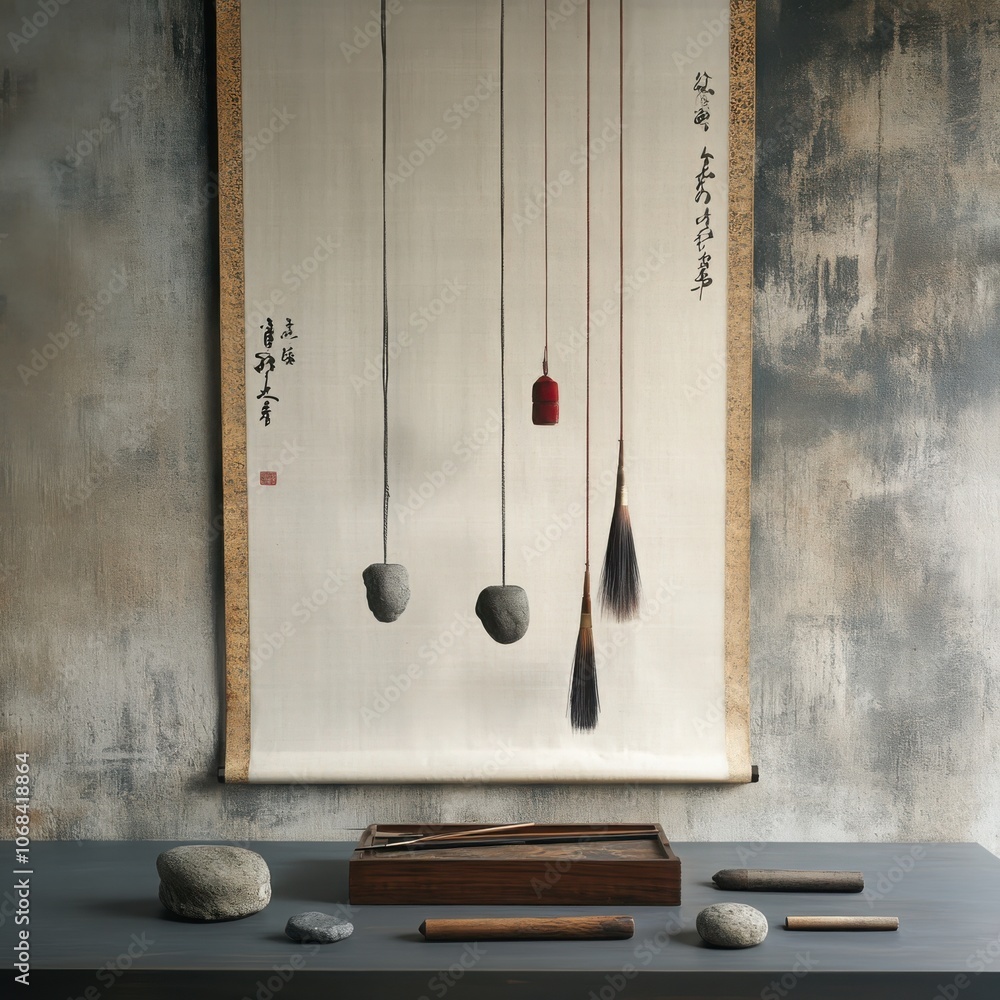 Exploring the art of traditional calligraphy tools suspended brushes ...