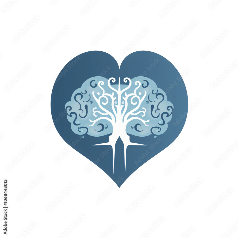 Minimalist brain heart graphic design tree pattern,anatomy concept ...