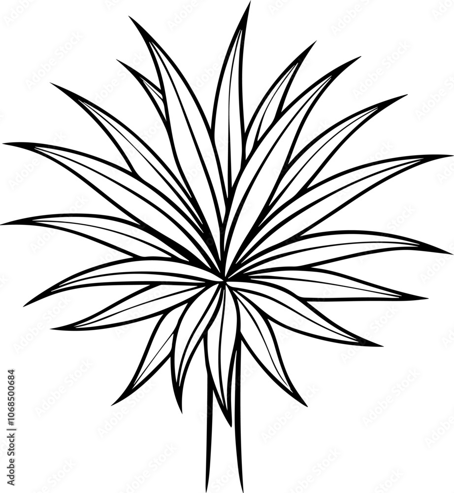 yucca plant outline coloring book page line art vector illustration ...