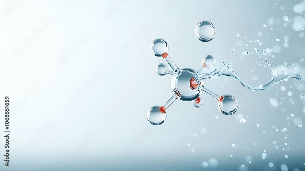 Animation with ball-and-stick model of a water molecule and chemical ...