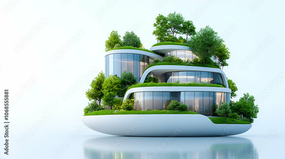 Architecture, sustainability and environment with buildings in city for ...