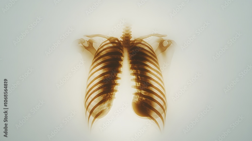 Medical chest X-ray image showing detailed anatomy of lungs and heart ...