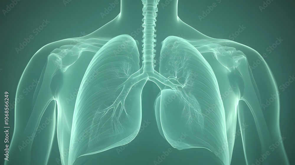 Medical chest X-ray image showing detailed anatomy of lungs and heart ...