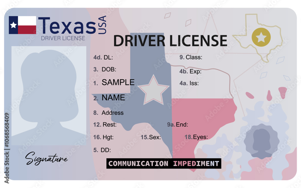 Texas driver's license. Person driver license. Female picture ...