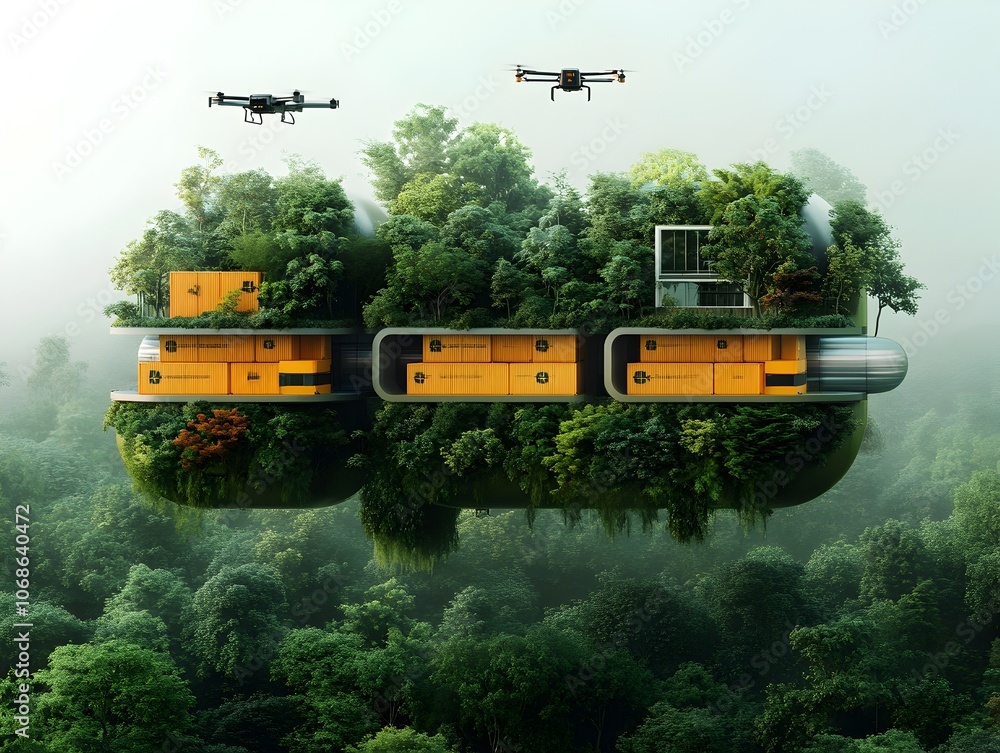 Futuristic cargo shipping and logistics system with drone delivery ...