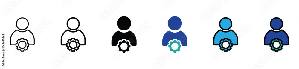 Account gear icon. Profile setting vector symbol. Simple User setup ...