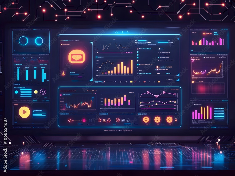 Glowing AI Powered Dashboard Analyzing Customer Reviews with Sentiment ...