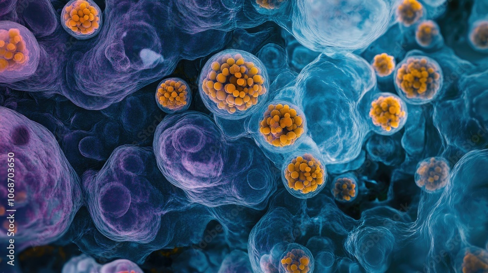 Microscopic view of hepatocytes in liver tissue stained with H E ...