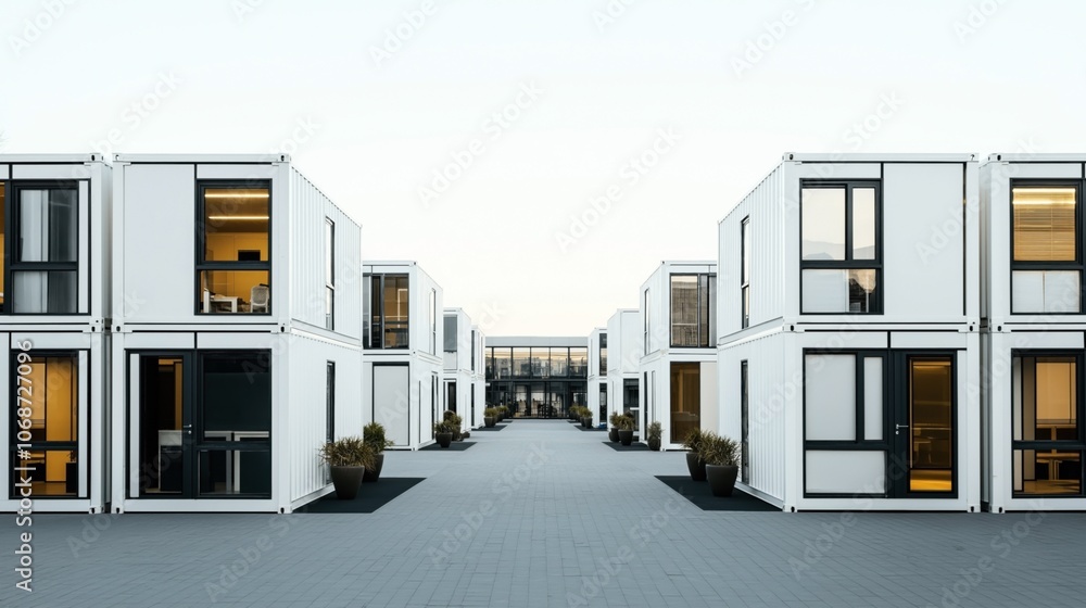 Modern modular buildings constructed from shipping containers arranged ...