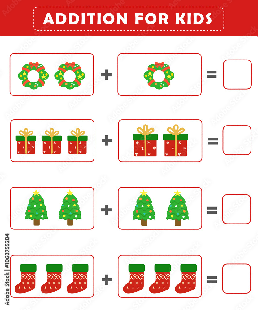 Christmas activity sheet. Addition for Kids. Fun Math Logic Puzzles for ...