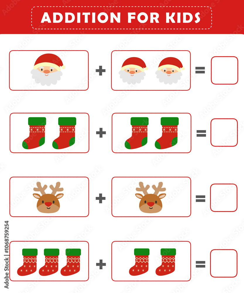 Christmas activity sheet. Addition for Kids. Fun Math Logic Puzzles for ...
