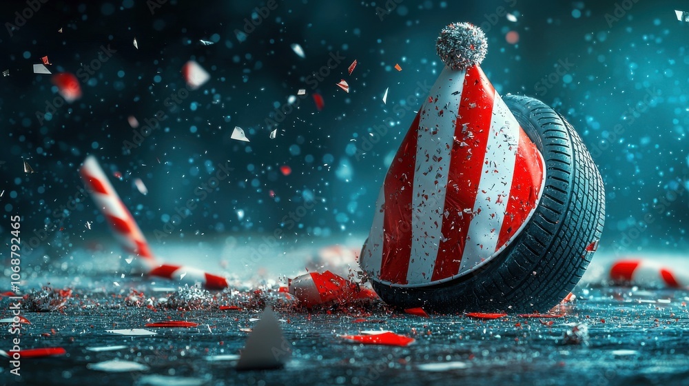 A party hat trampled by a car tire a stark symbol of reckless standards ...