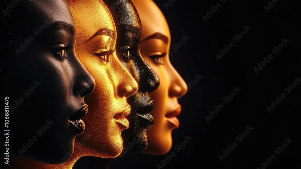 Close up arrangement of diverse people highlighting a range of skin ...