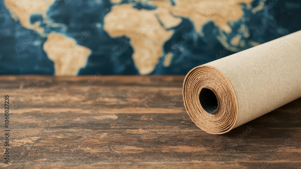 An ancient scroll unrolling into the modern world, bridging the gap ...