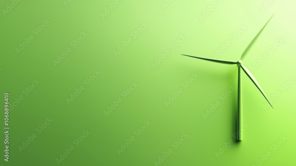 Minimalist Green Energy with Wind Turbine and Solar Icons Stock ...